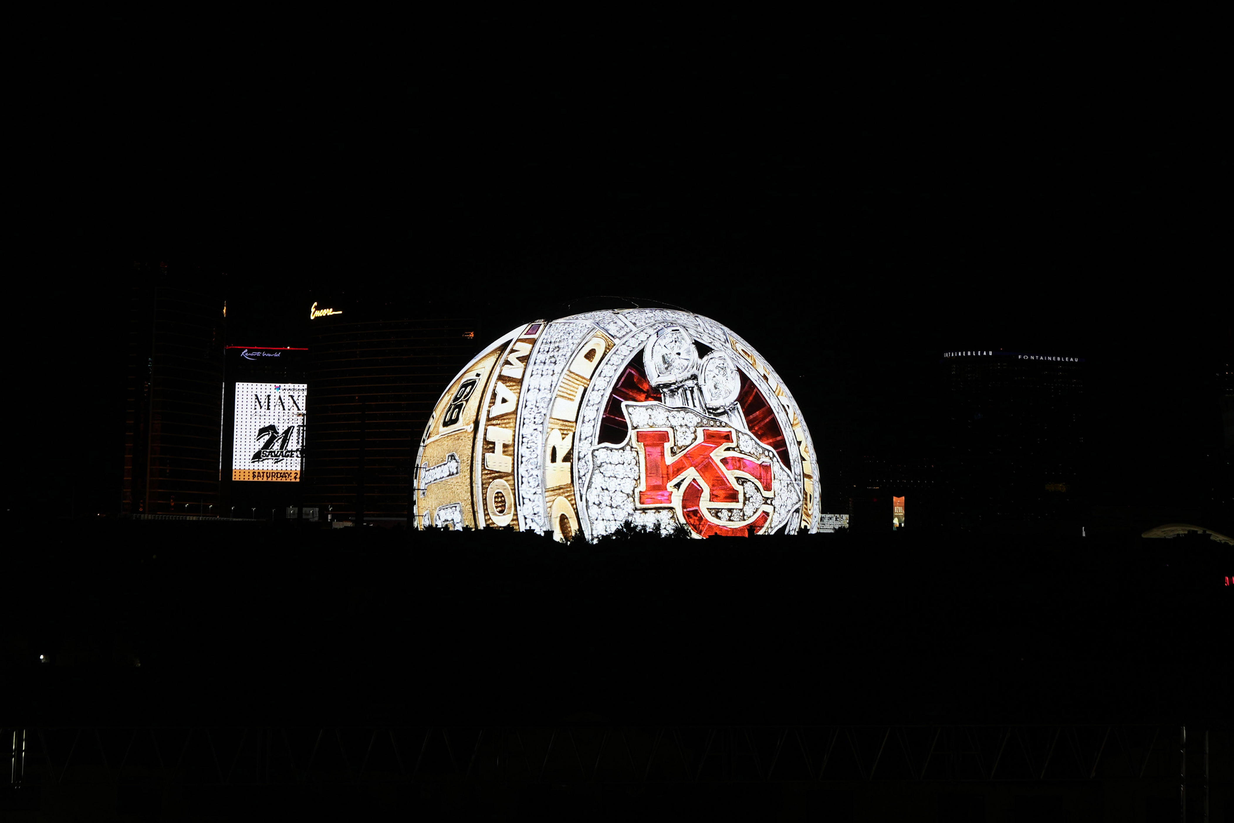 See How The Las Vegas Sphere Displayed All 57 Super Bowl Rings In