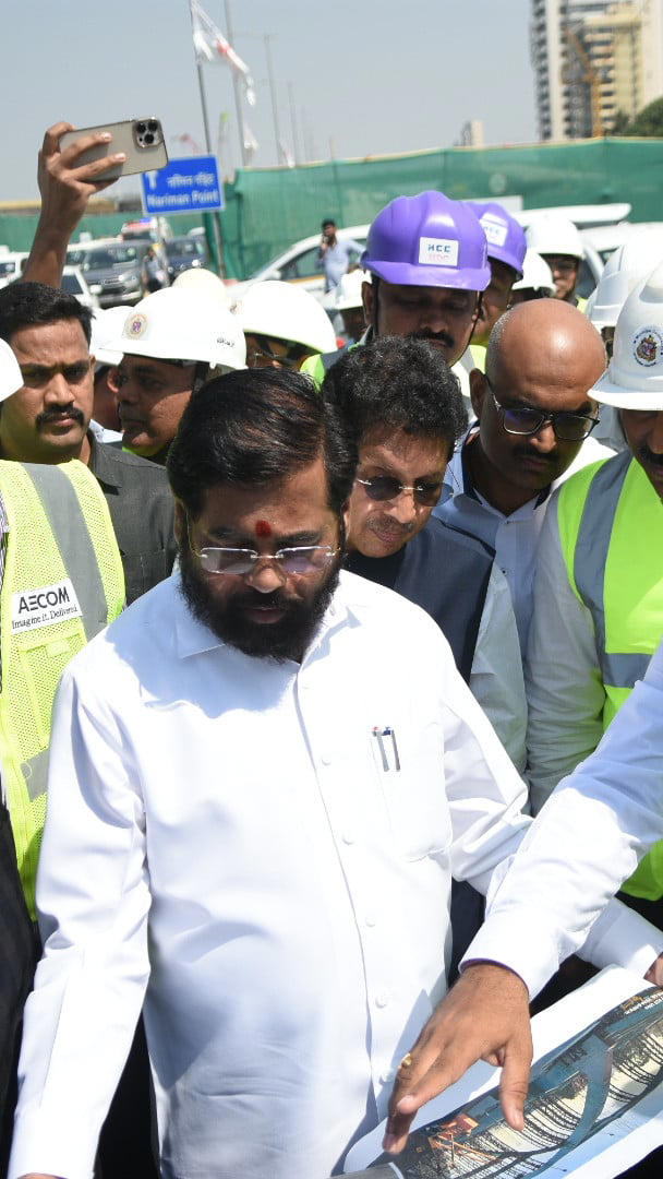 In Photos Cm Eknath Shinde Inspects Coastal Road Project In Worli