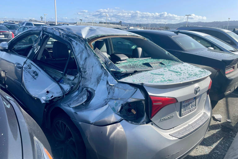 Wheel Falls Off United Airlines Boeing 777 And Crushes Cars In San