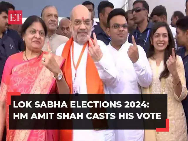 Lok Sabha Elections 2024 Home Minister Amit Shah Jay Shah Cast Vote