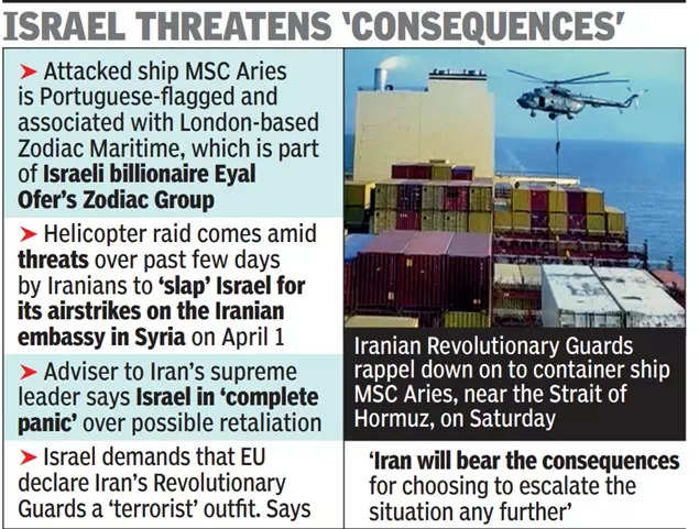 Iran Seizes Israel Linked Cargo Ship With 17 Indians On Board