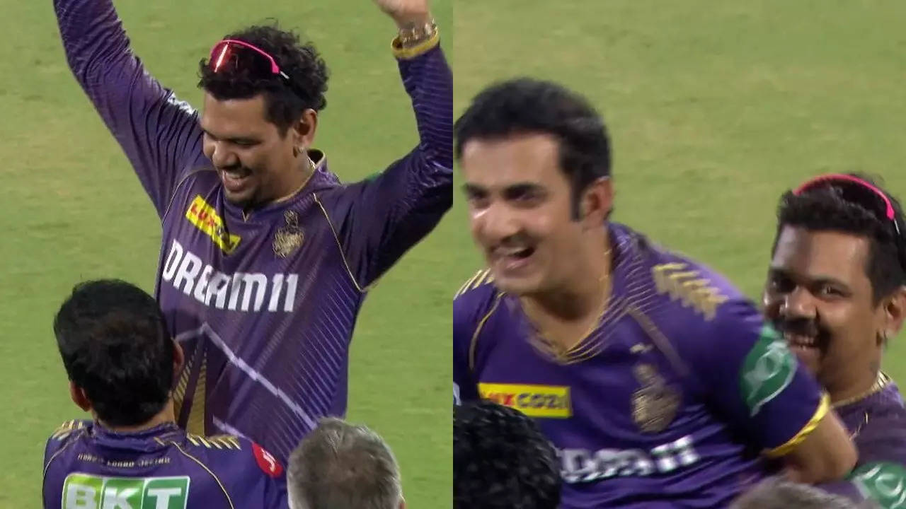 We Did It Again Gautam Gambhir Sunil Narine Lift Each Other After