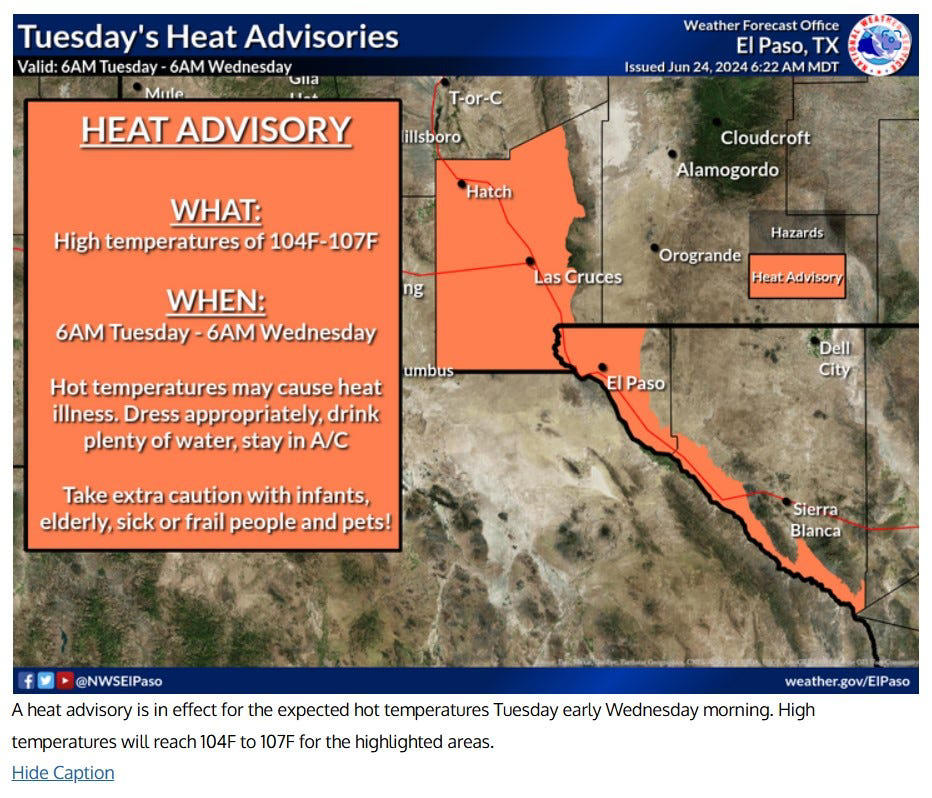 Heat Advisory Hits El Paso Triple Digit Temperatures Expected