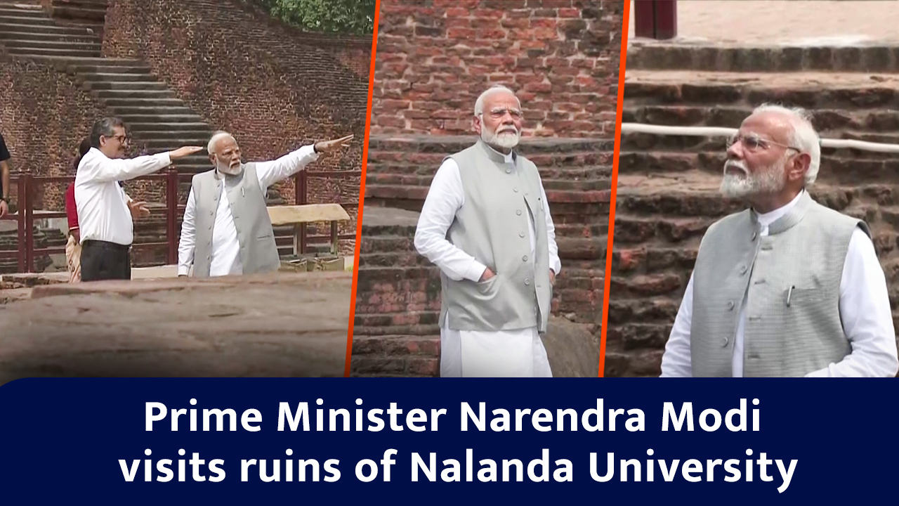 Prime Minister Narendra Modi Watches Ruins Of Nalanda University