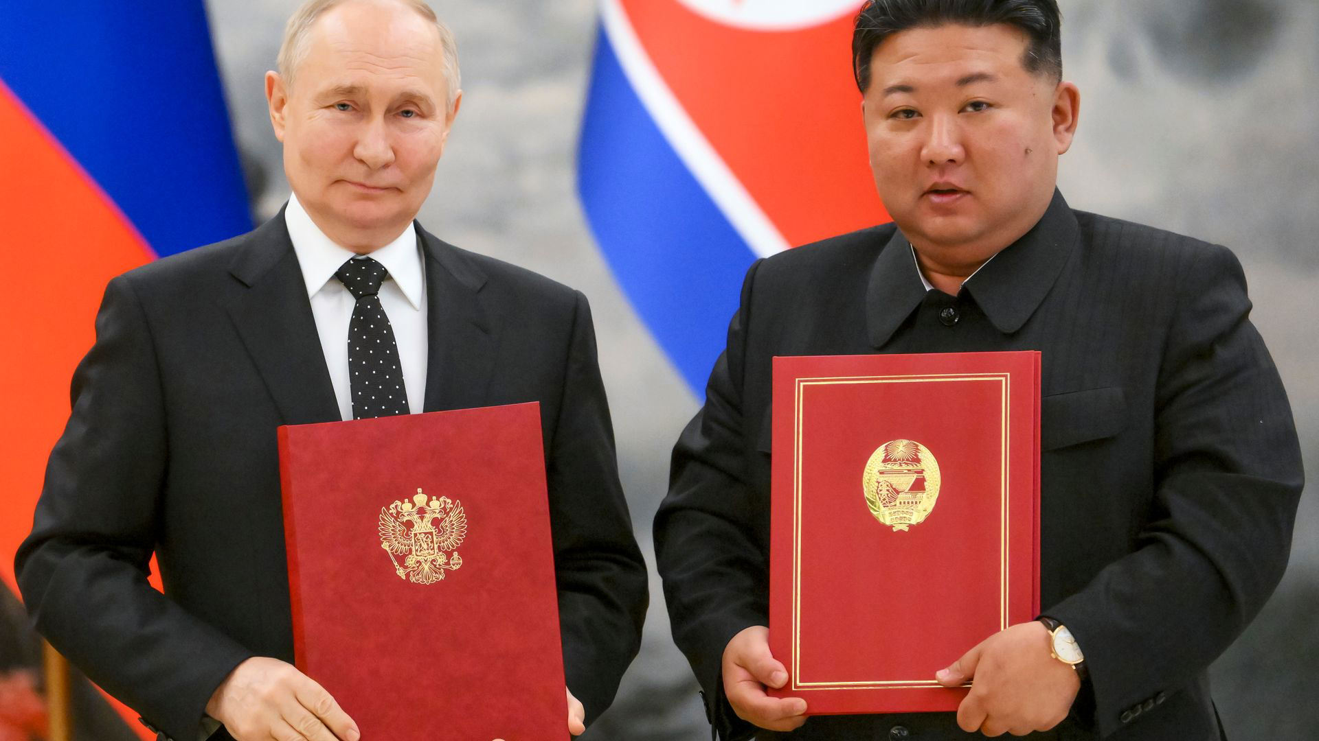 Nordkorea Besuch Wladimir Putin Und Kim Jong Un Unterzeichnen