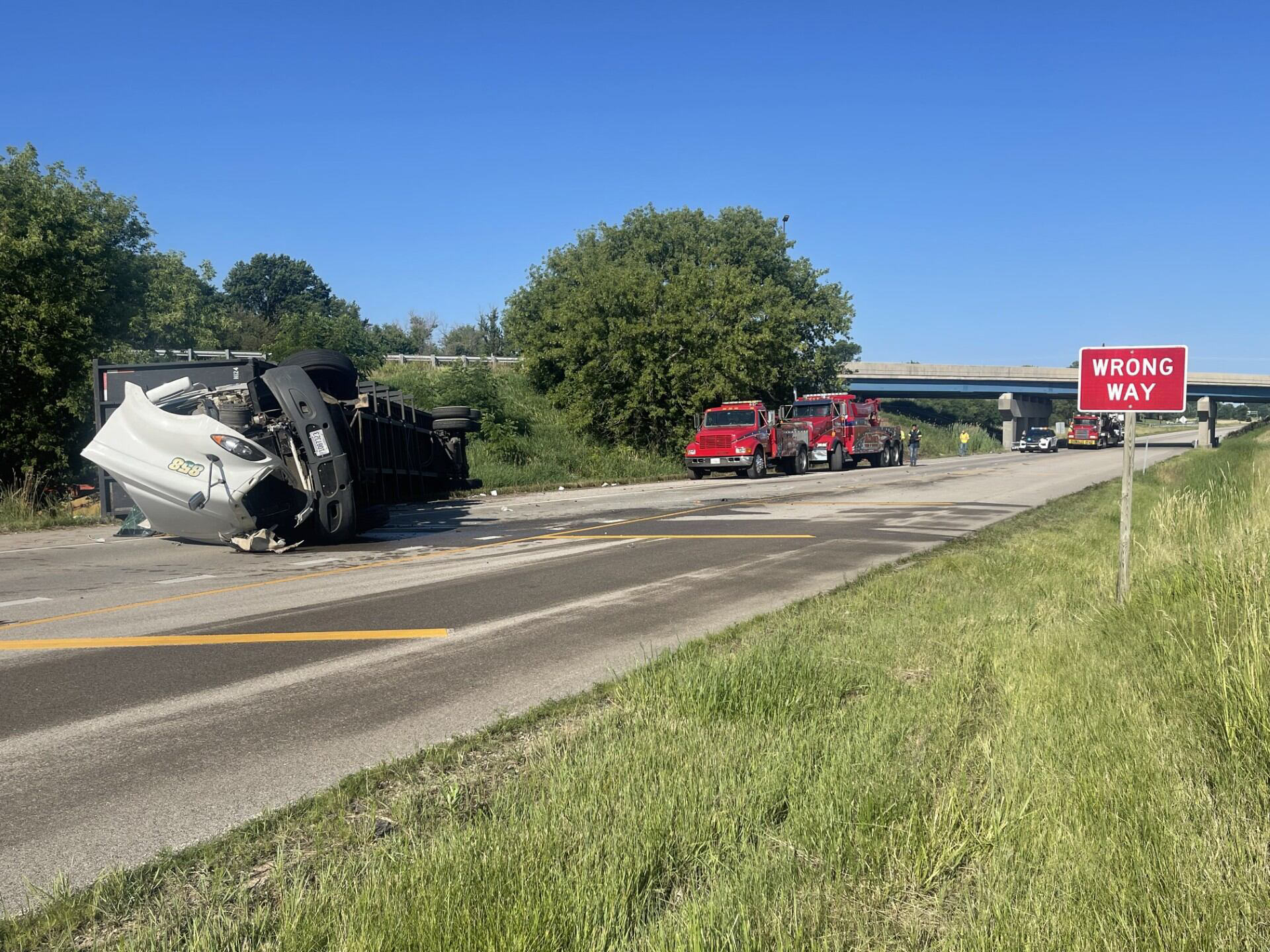 Semi Truck Rolls Over On Business 20