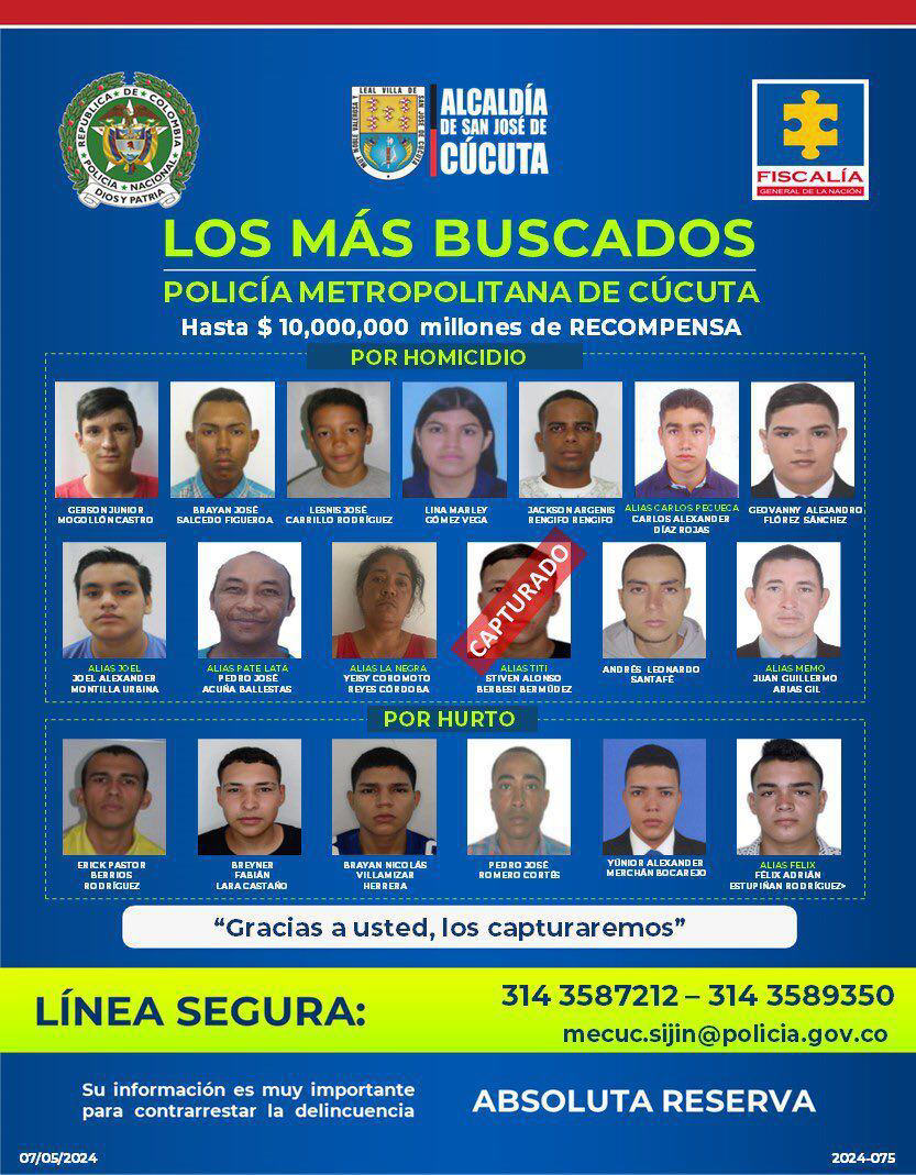 Autoridades De Cúcuta Presentaron El Cartel De Los Más Buscados Por