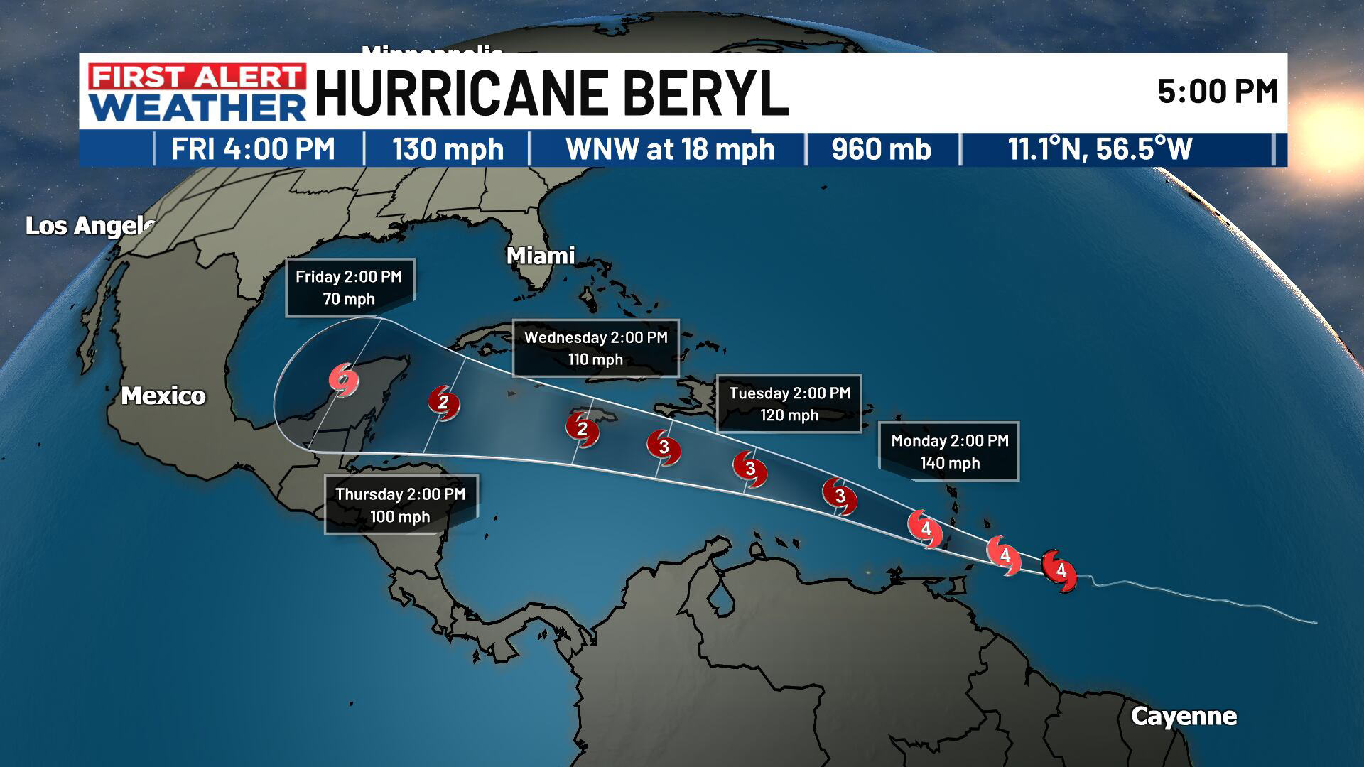 Beryl Strengthens Into First Major Hurricane Of The Season And Tropical