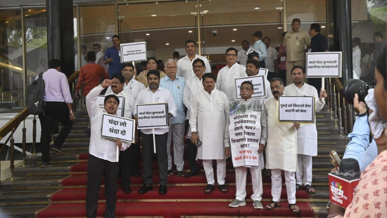 In Photos Opposition Protests Mlas From Dhule And Malegaon Meet Cm