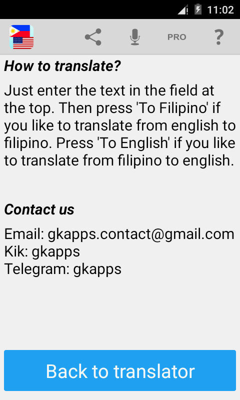 Tagalog English Translator