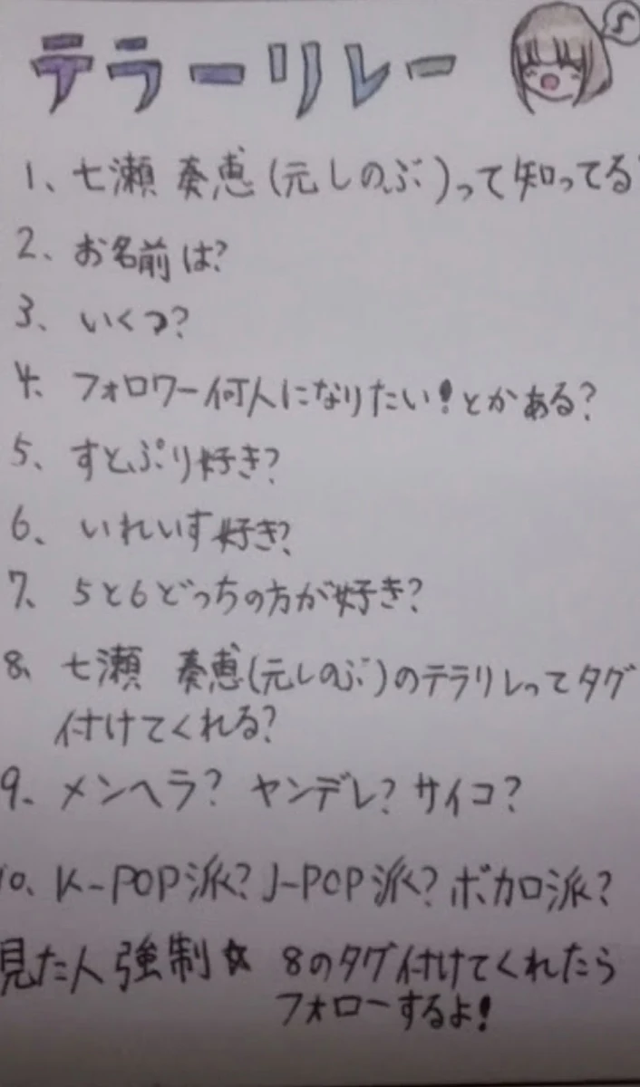 テラーリレー 全1話 作者七瀬葛瑠活動休止中の連載小説 テラーノベル