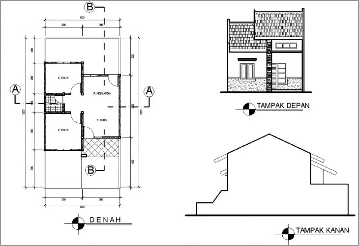 Gambar Denah Rumah Type 36 Tampak Depan And Potongan ⋆ Rwhomewebid