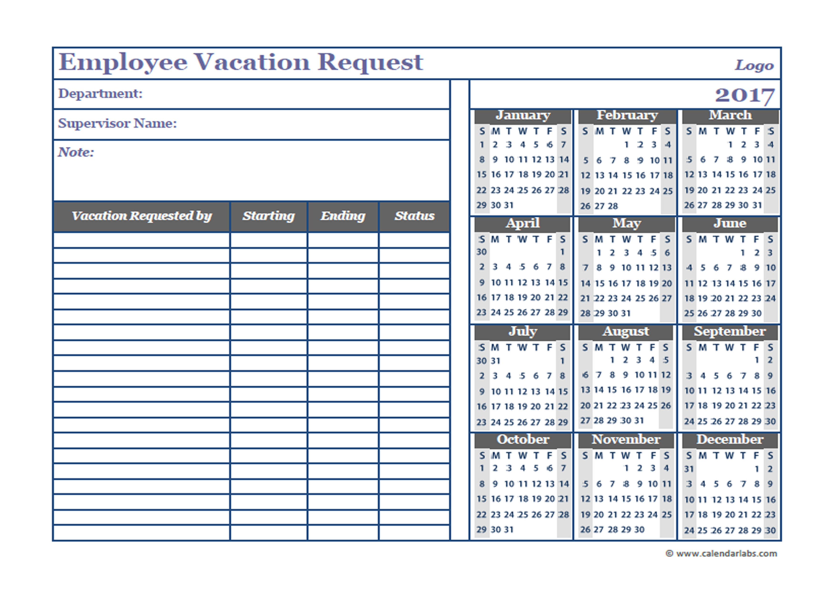 Sample Example And Format Templates Employee Vacation Tracker
