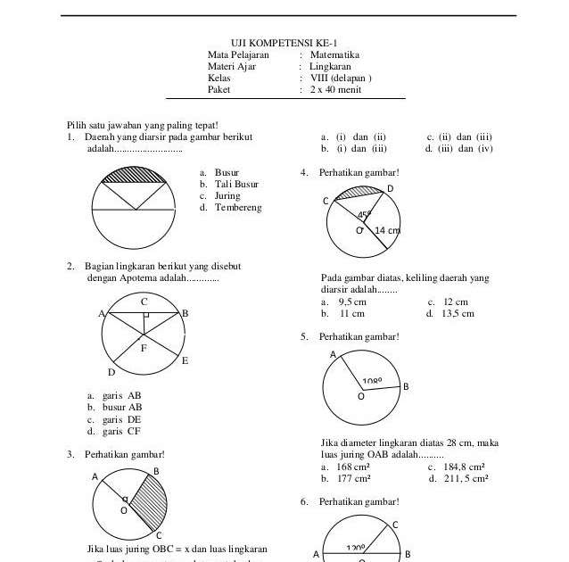 Soal Matematika Kelas 6 Lingkaran Homecare24