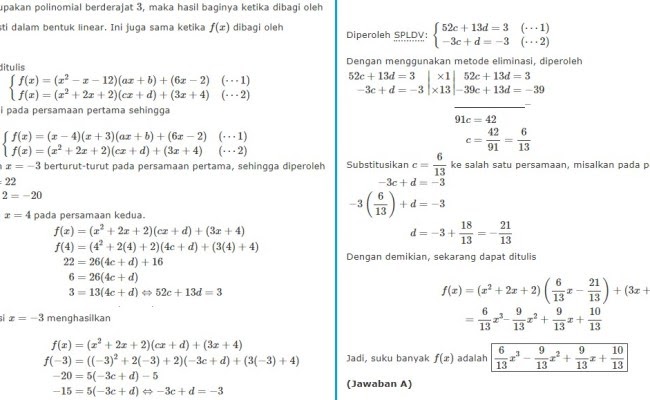 Contoh Soal Dan Pembahasan Polinomial