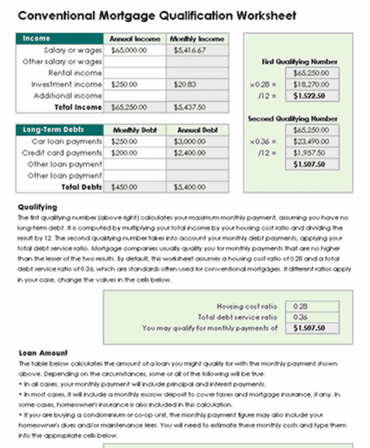 Rental Income Calculation Worksheet