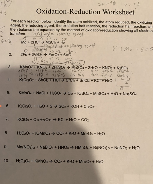 Oxidation And Reduction Worksheets With Answers