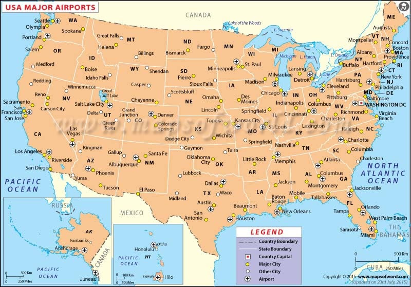 Map United States Airports Direct Map