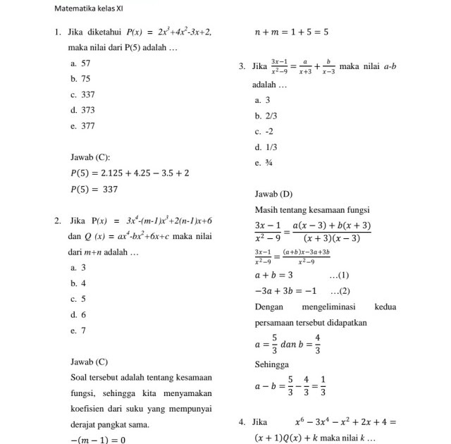 Contoh Soal Matematika Minat Kelas 11 Semester 1 Homecare24