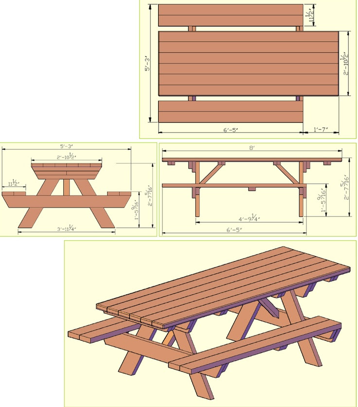 Picnic Bench Autocad Block ~ Garden Furniture Cad Plans