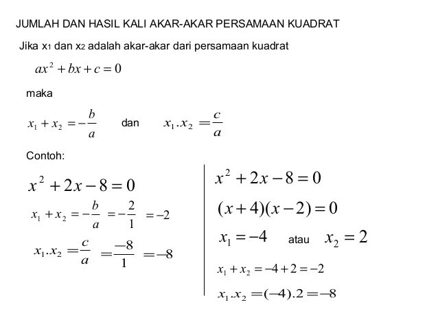 Rumus Akar Akar Persamaan Kuadrat X1 Dan X2