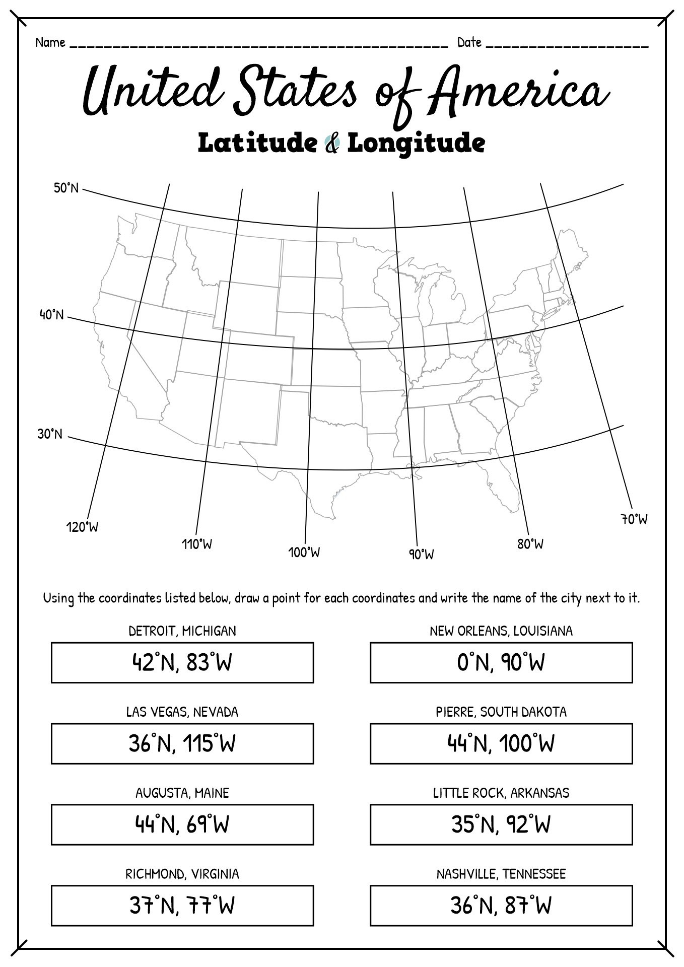 Latitude And Longitude Globe Practice Worksheets 19 Correct World