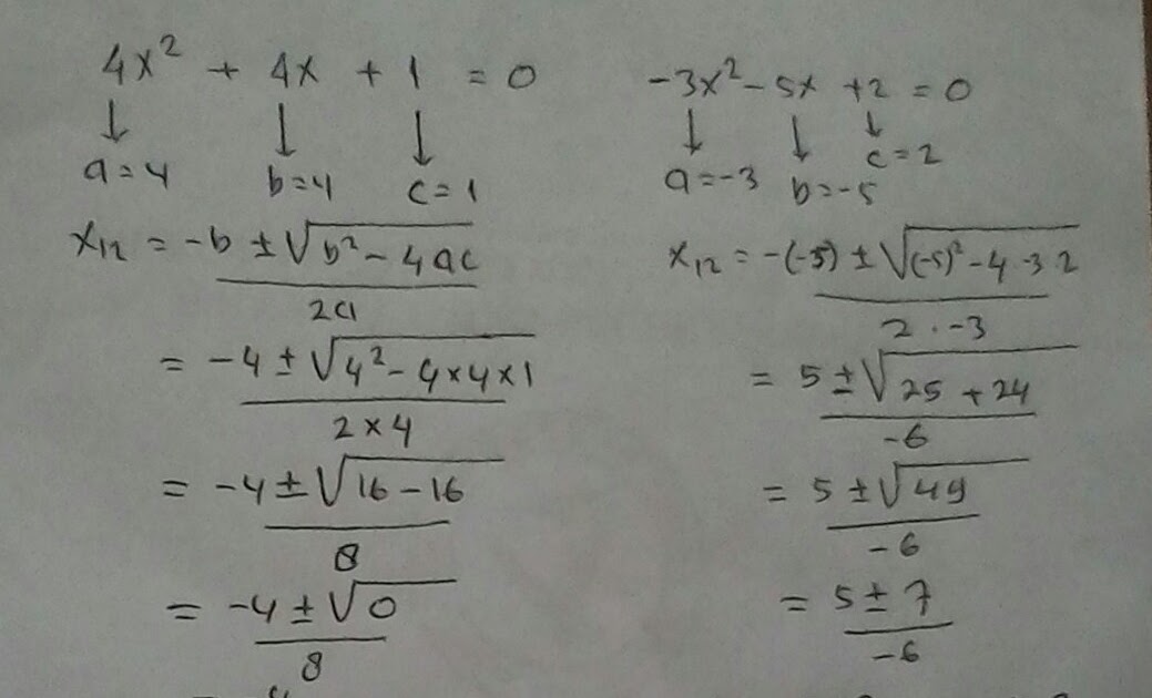 Contoh Soal Persamaan Kuadrat Dan Penyelesaiannya Menggunakan Rumus Abc