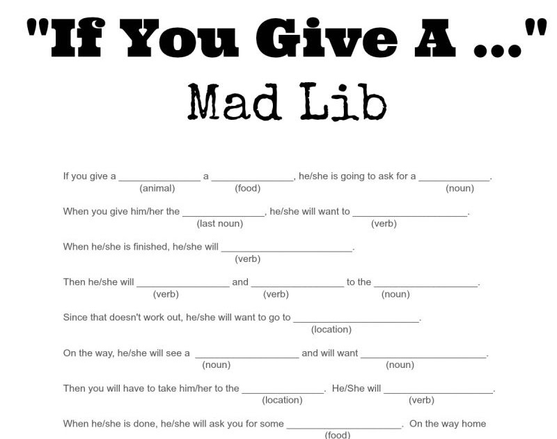 Mad Libs Printables Printables Mad Libs Word Games Printables Nouns