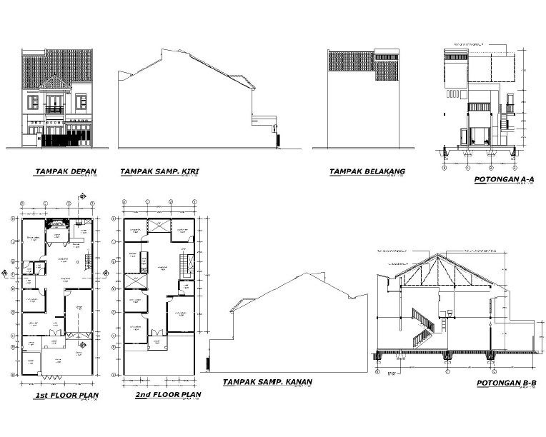 Gambar Denah Tampak Dan Potongan Rumah Sederhana Autocad Civil 3d