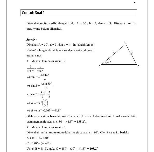 Soal Dan Pembahasan Aturan Sinus Dan Cosinus Lembar Edu