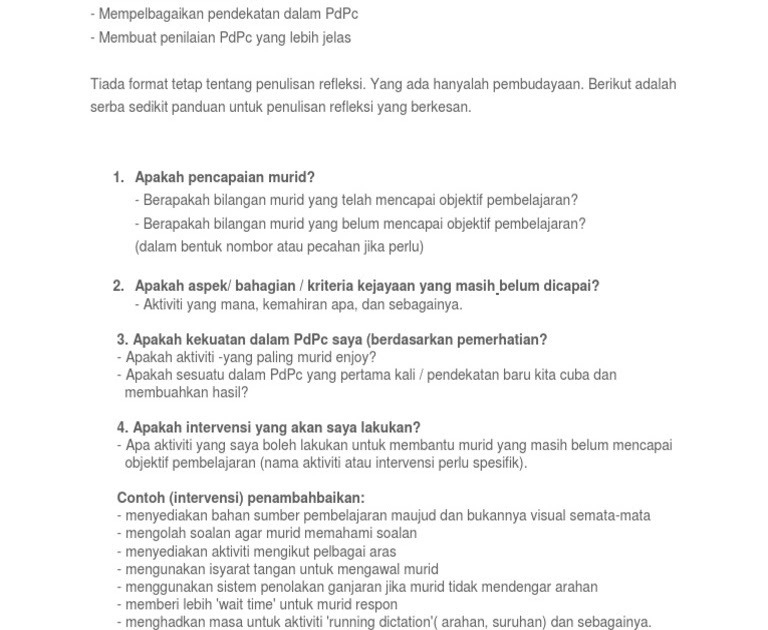 Contoh Penulisan Refleksi Rph Boleh Digunakan Untuk Refleksi Rph The