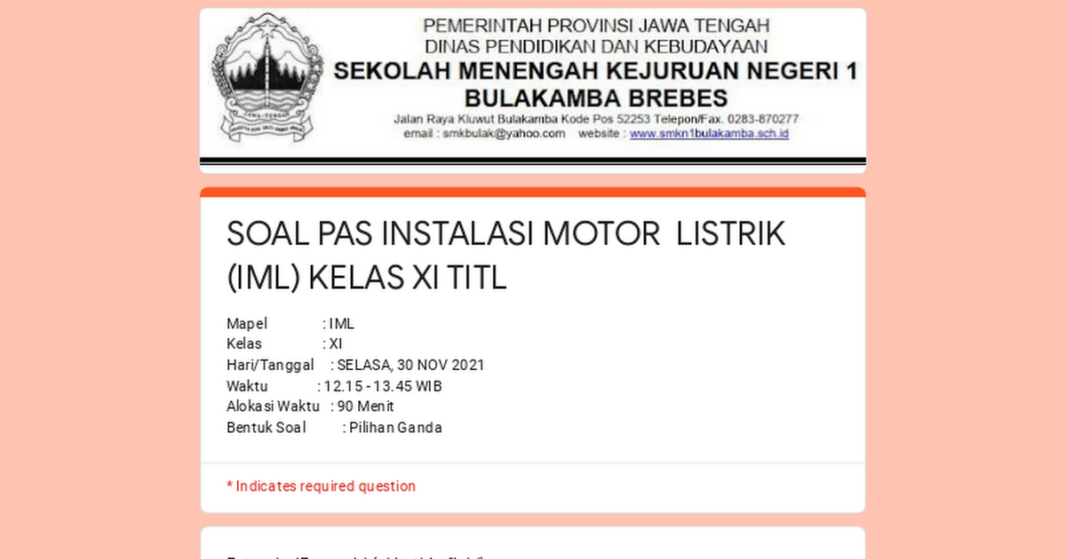 Latihan Soal Iml Kelas Xi Instalasi Motor Listrik Dehaliyah Riset