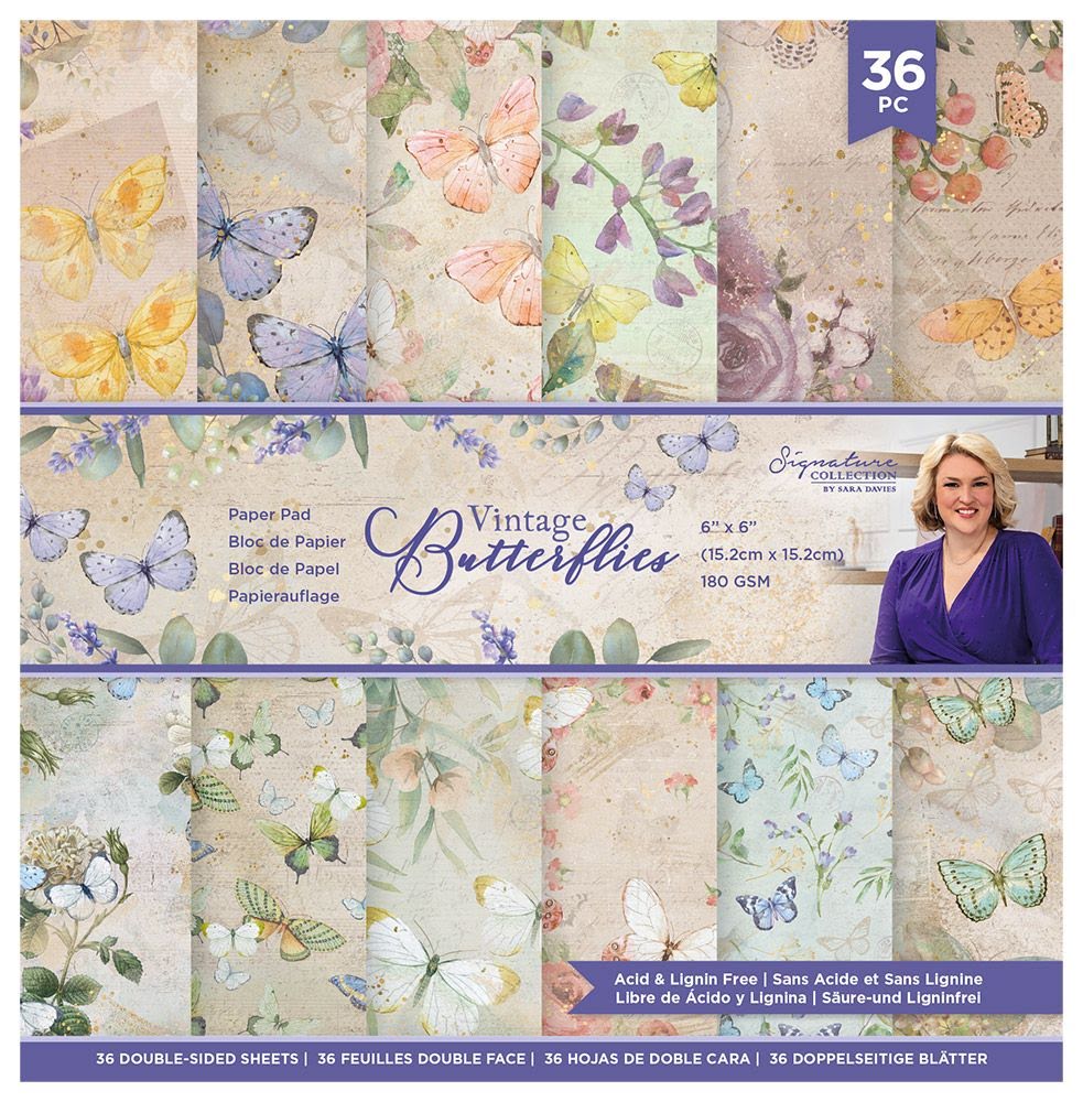 Sara Signature 6x6 Paper Pad Vintage Butterflies Ciliinpapers