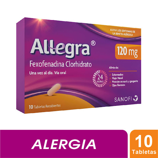 Allegra Fexofenadina Clorhidrato 120 Mg Sanofi Caja X 10 Tabletas