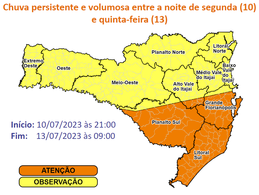 Defesa Civil Emite Aviso Para Chuva Intensa Persistente E Volumosa