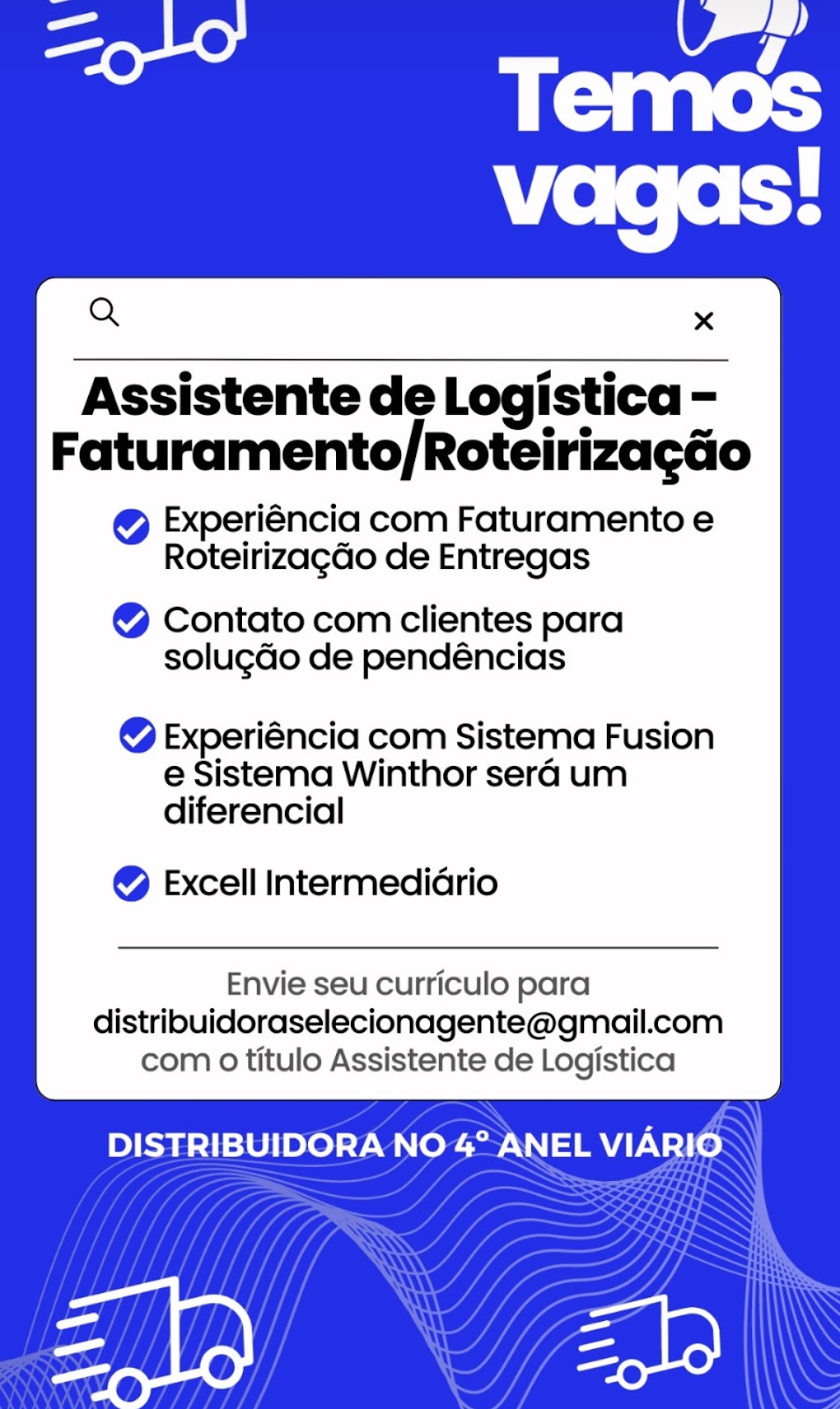 Vaga De Emprego Para Assistente De Logística