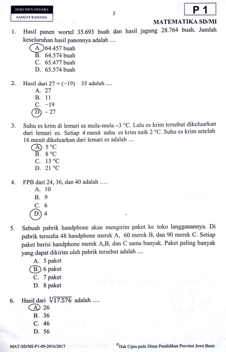 Soal Dan Jawaban Latihan Us Matematika Sd Tahun 2021 2022 Pendidikan