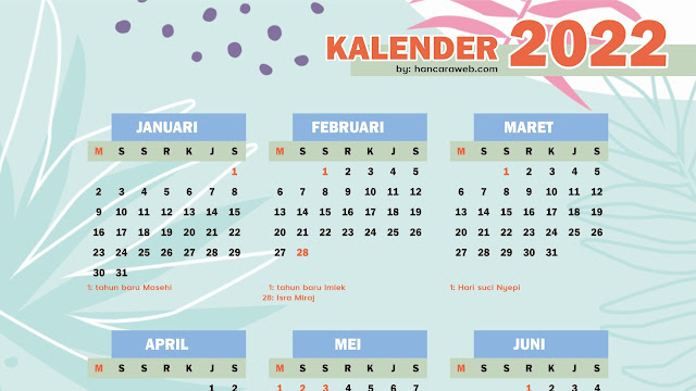 Download Kalender Indonesia 2022 Cdrpdf Editable Lengkap Hancaraweb