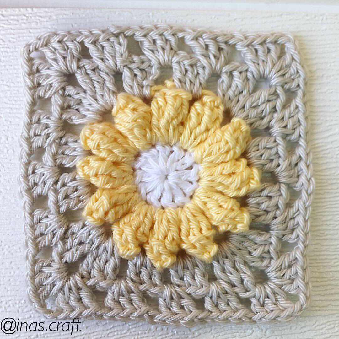 Daisy Granny Square Crochet Pattern Inas Craft