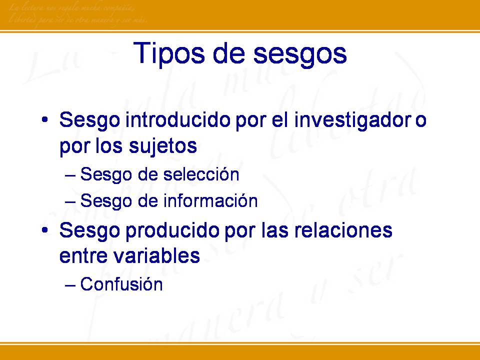 Sesgos Control De Sesgos