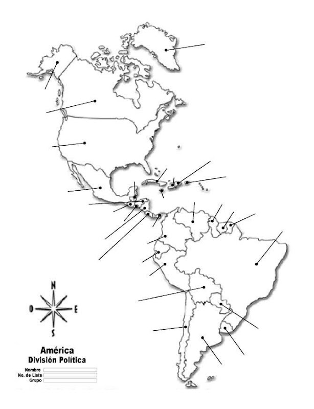 Mapa De America Con Division Politica Sin Nombres Para Imprimir Images