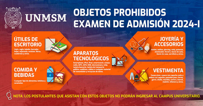 Examen San Marcos 2024 El Horario De Ingreso Objetos Prohibidos Y