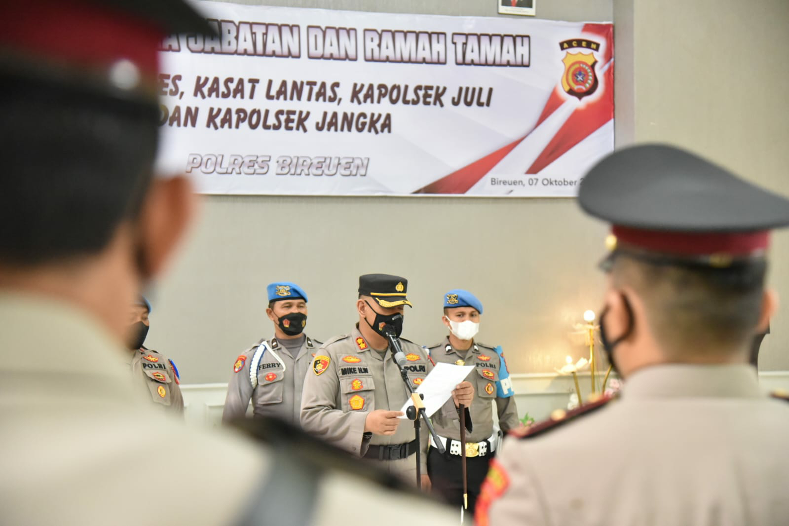 Kapolres Bireuen Pimpin Sertijab Waka Polres Kasat Lantas Dan Dua Kapolsek