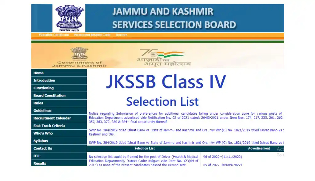 Jkssb Class Iv Selection List Released For Pwd Candidates After Cat Order