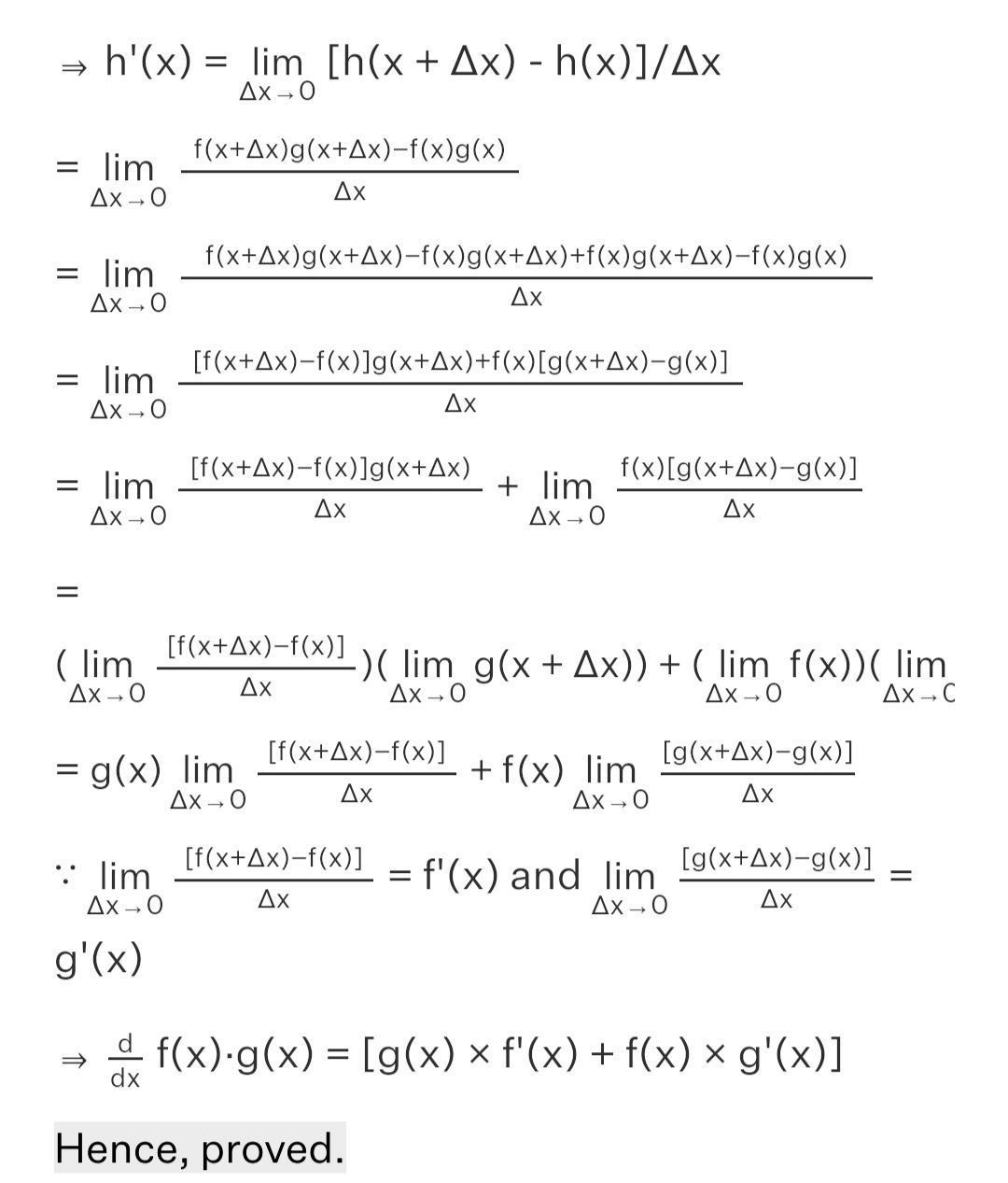 How To Prove Product Rule Formula Using The First Principle