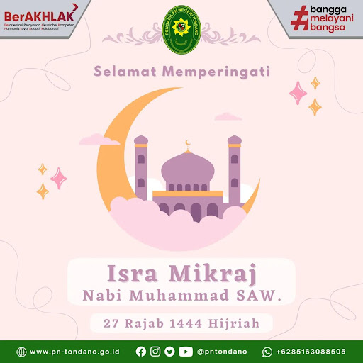 Selamat Memperingati Isra Mikraj 1444 Hijriah Pengadilan Negeri Tondano