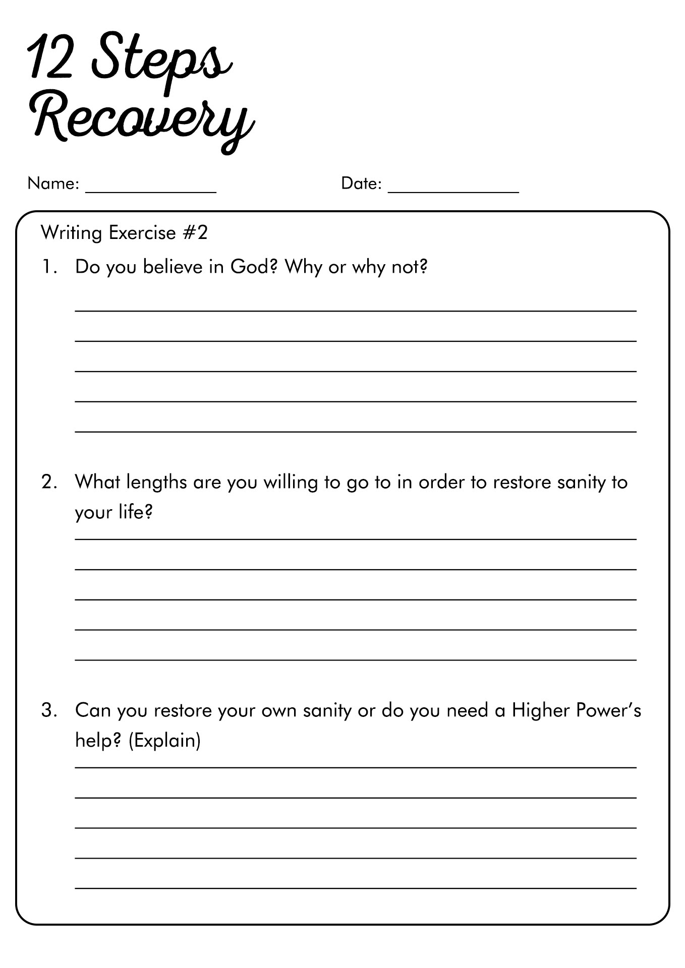 Aa Step 9 Worksheets