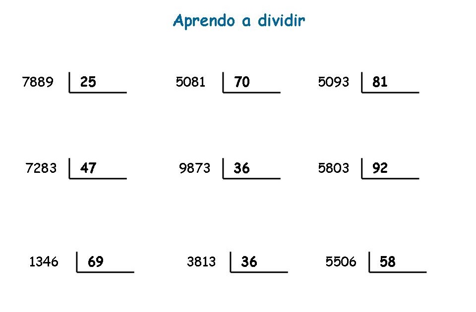 Ejemplos De Divisiones De Dos Cifras Afuera Nuevo Eje