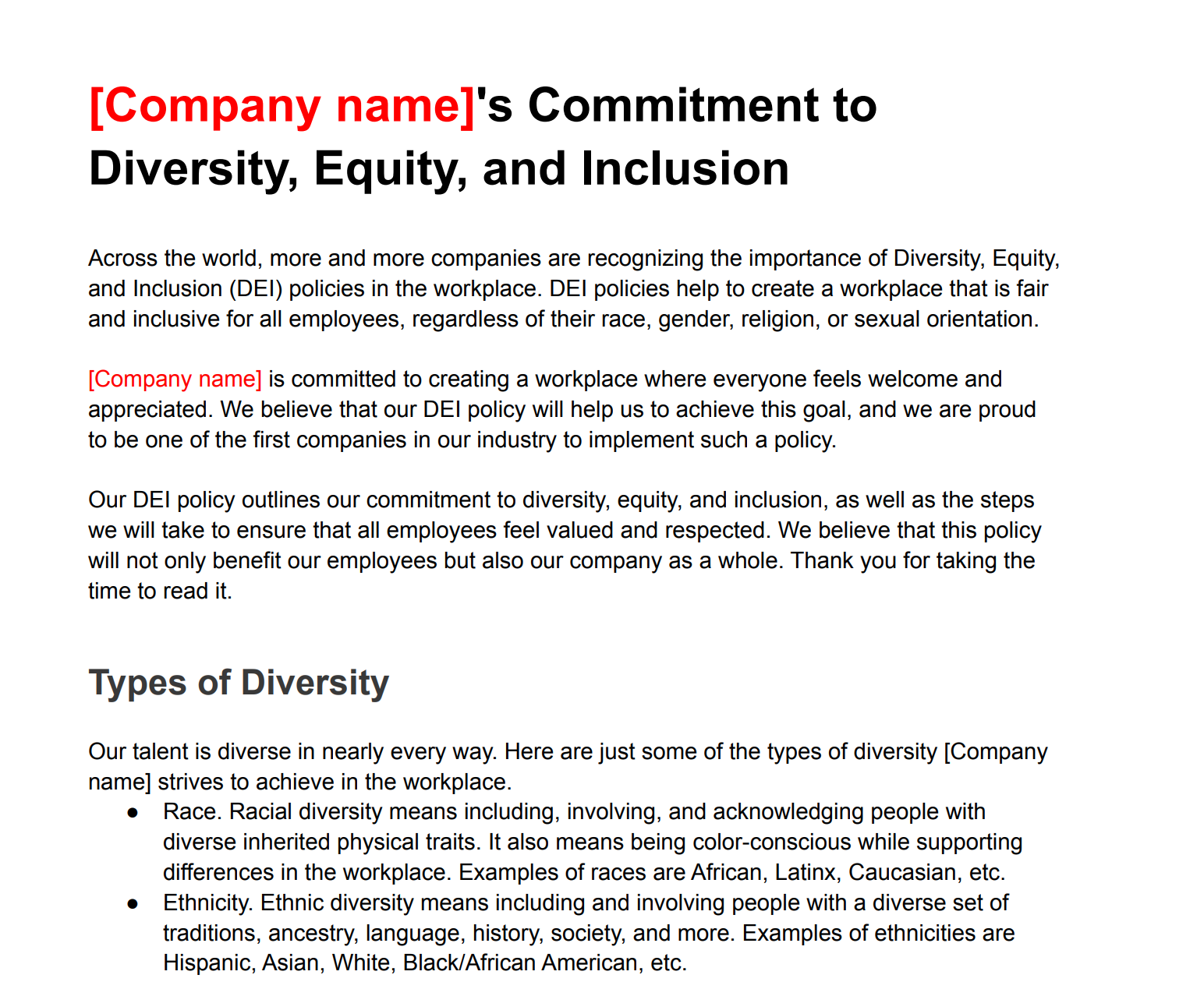 5 Examples Of A Diversity And Inclusion Plan Template Ongig Blog