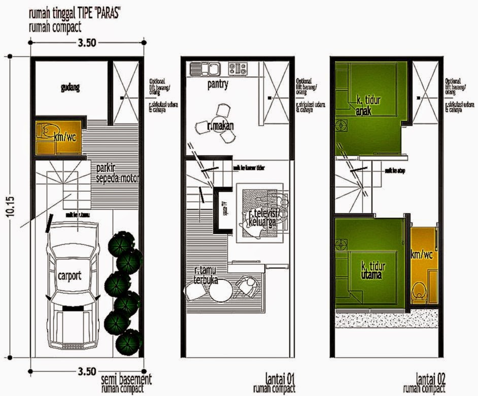 Gambar Desain Rumah Lahan Sempit Gallery Taman Minimalis Compact Tipe